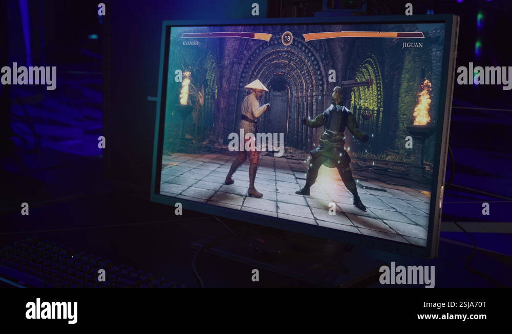 Animation of the modern fighting simulator game displayed on a computer ...