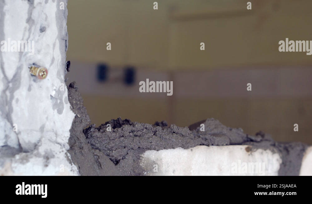 Close-ups of brick laying operations Stock Video Footage - Alamy