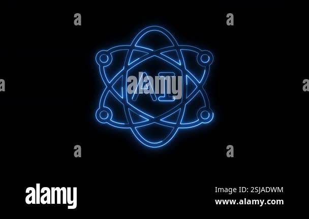 Glowing neon line Artificial intelligence icon with AI Text, artificial ...