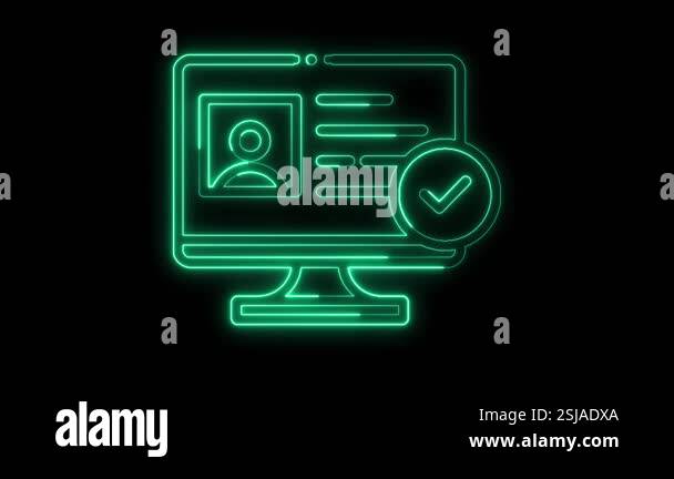 Glowing neon line ID Card icon, Identification card outline neon icon ...