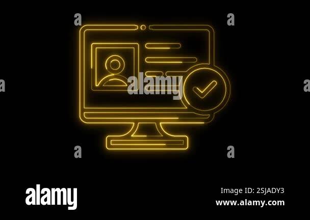 Glowing neon line ID Card icon, Identification card outline neon icon ...