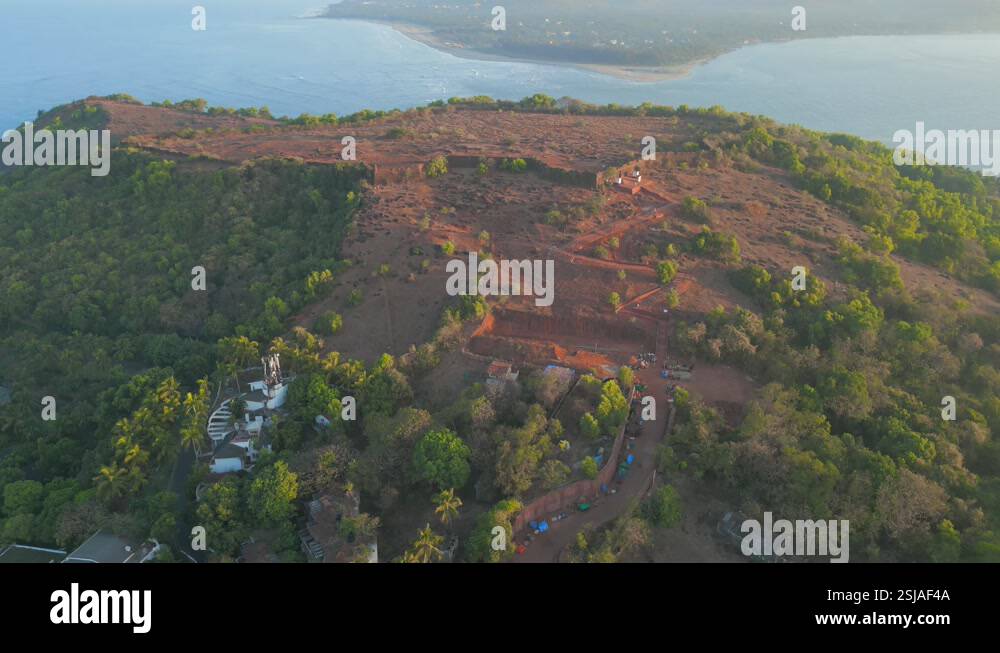 chapora fort bird eye 360d view in goa india Stock Video Footage - Alamy