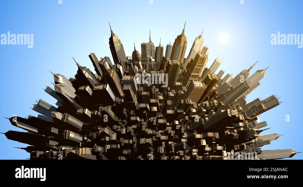 Crowded And Overpopulated Modern City. Planet Earth Covered By ...