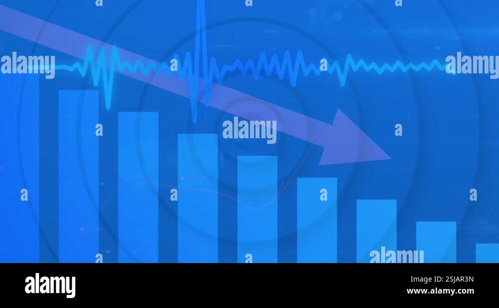 Animation of arrow on graph and soundwave over circular tunnel against ...