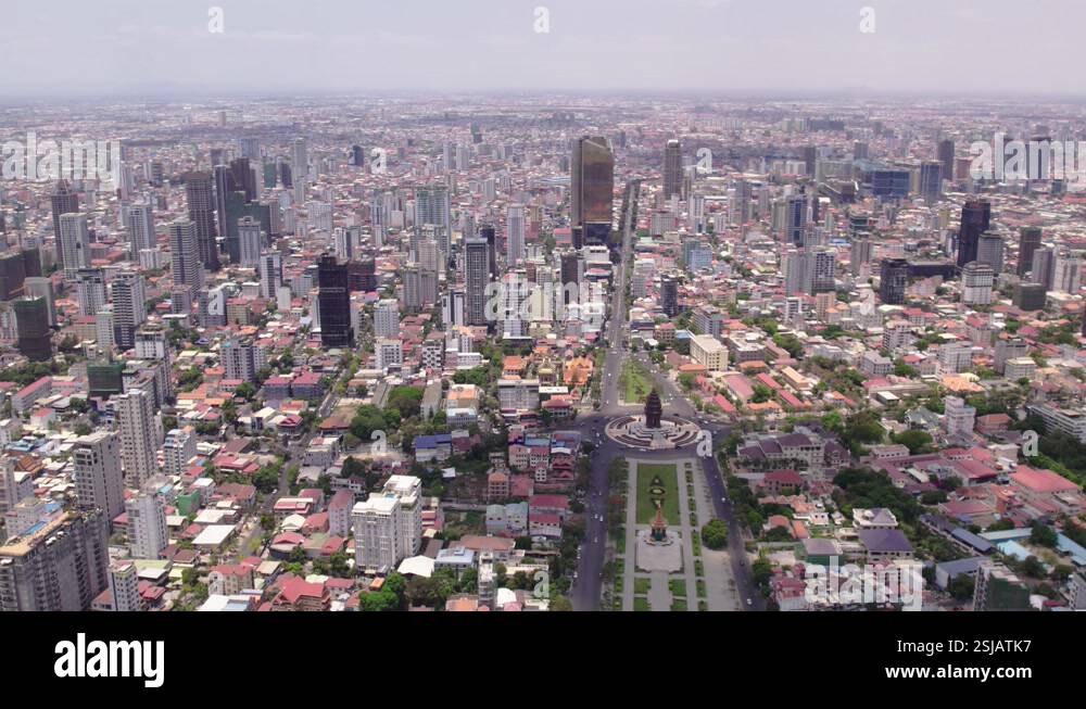 View from high up of Neak Banh Teok Park, Phnom Penh, Cambodia Stock ...