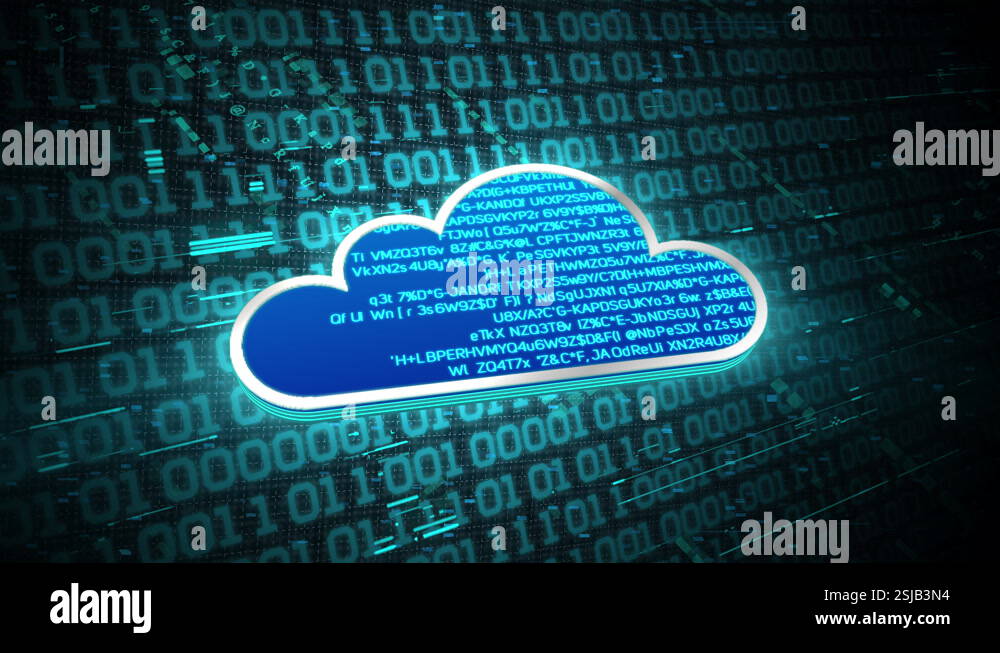3D blue digital cloud glowing shining with blue binary code encryption data Stock Video Footage ...
