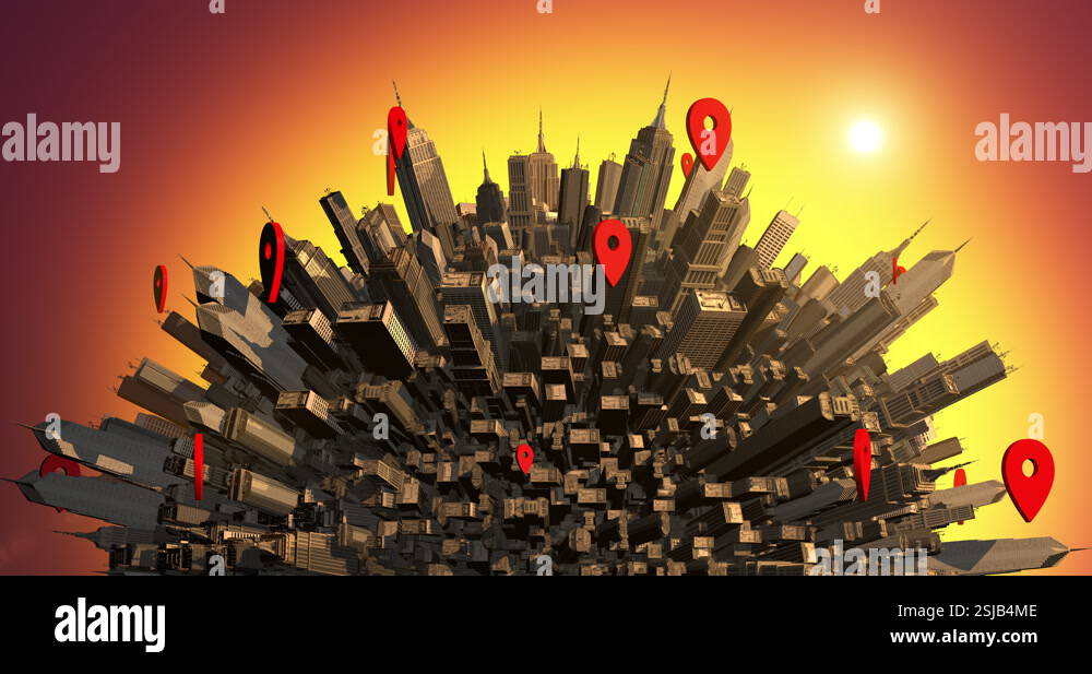 Crowded Planet Earth With Location Marks. People Travelling. Tourism ...