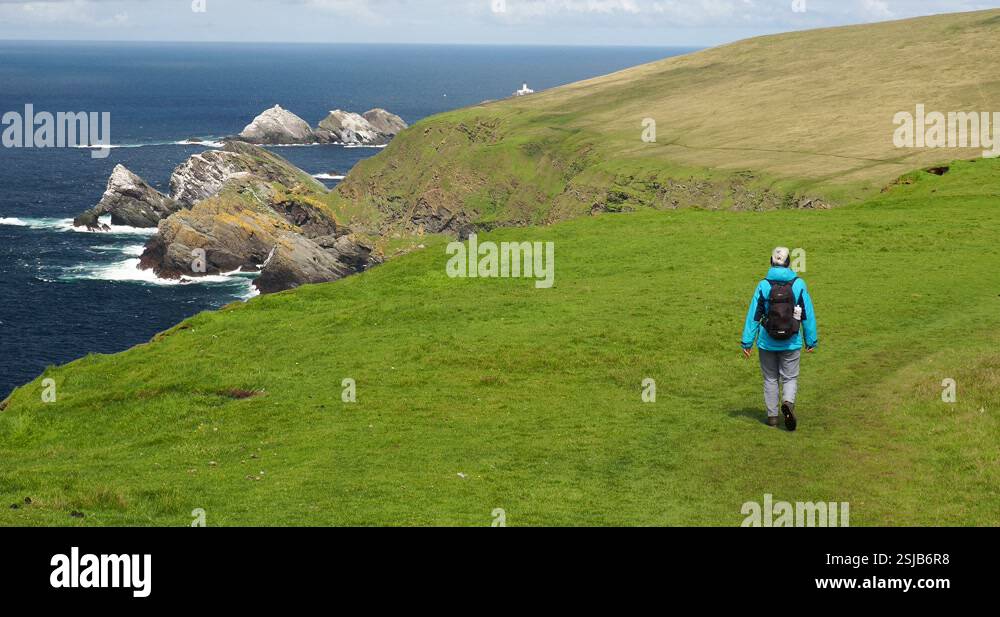 Muckle Flugga lighthouse off Herma Ness on Unst, Shetland, Scotland, UK ...