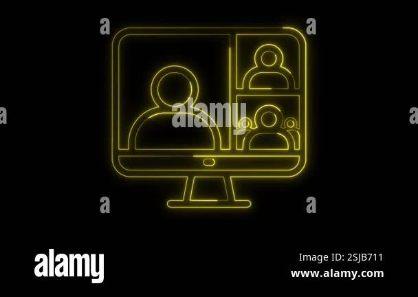 Neon line Business meeting concept, video conference meeting online for ...