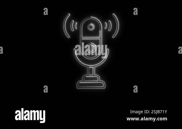 Glowing neon line animation Icon of a voice recording or podcast ...