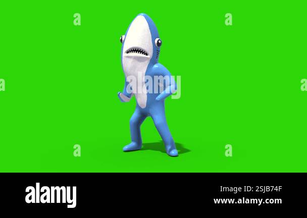 Mr Shark Baby Shark Green Screen Attacks Loop Kids 3D Rendering ...