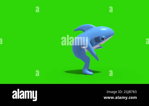 Mr Shark Baby Shark Green Screen Die Side Kids 3D Rendering Animation ...