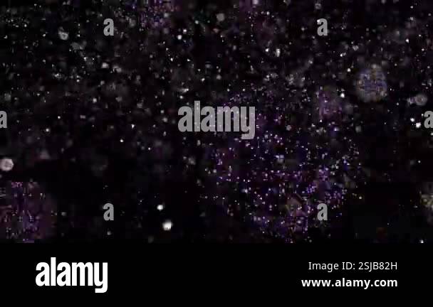 Loop splash white particles falling down animation on black abstract background. 4K 3D animation ...