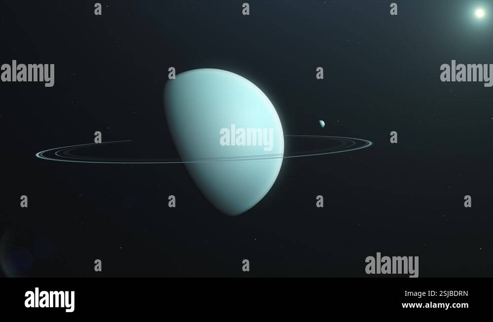 Uranus Planet with it's ring in outer-space in Solar System Stock Video ...