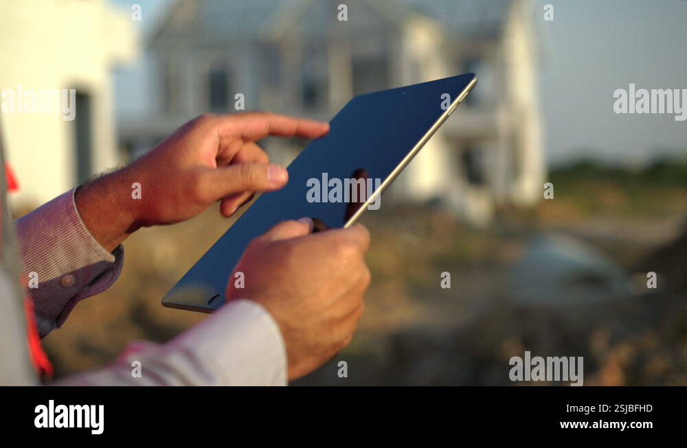 Close up tablet for checking and maintenance to inspection at modern ...