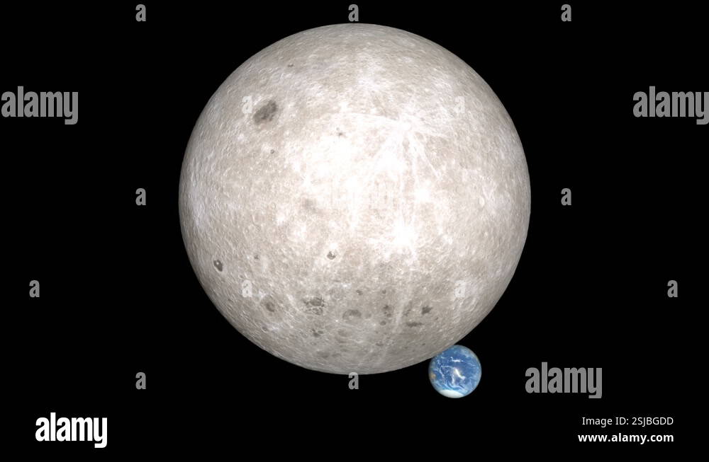 Simulation view from the Moon's far side, camera is to the Moon's ...