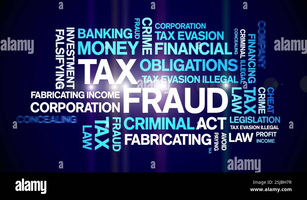 Tax Fraud animated tag word cloud,animation kinetic typography seamless ...