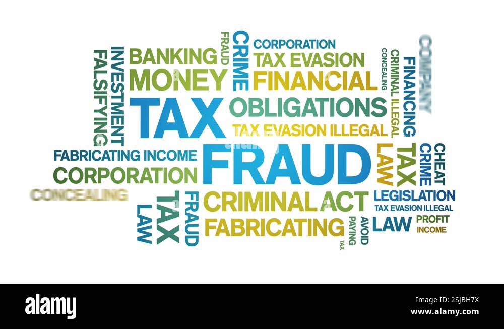 Tax Fraud animated tag word cloud,animation kinetic typography seamless ...