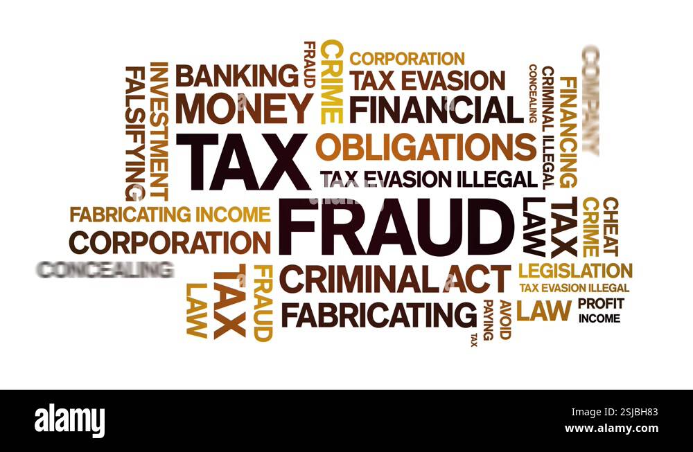 Tax Fraud animated tag word cloud,animation kinetic typography seamless ...