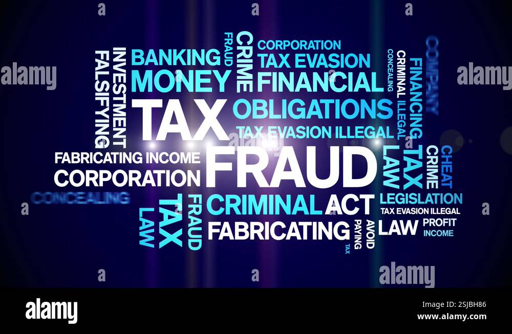 Tax Fraud animated tag word cloud,animation kinetic typography seamless ...