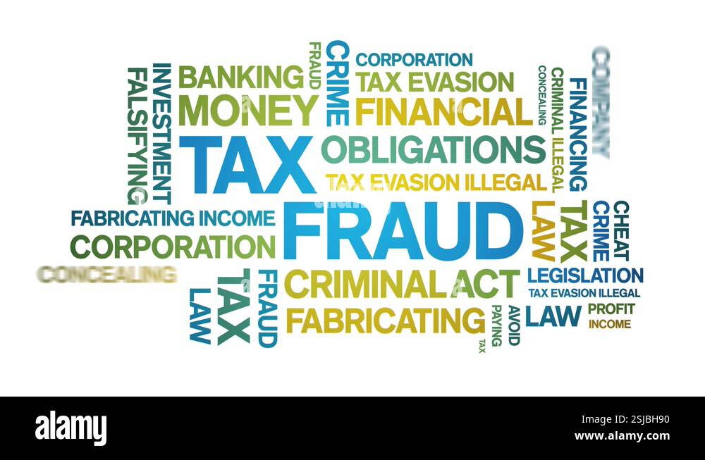 Tax Fraud animated tag word cloud,animation kinetic typography seamless ...