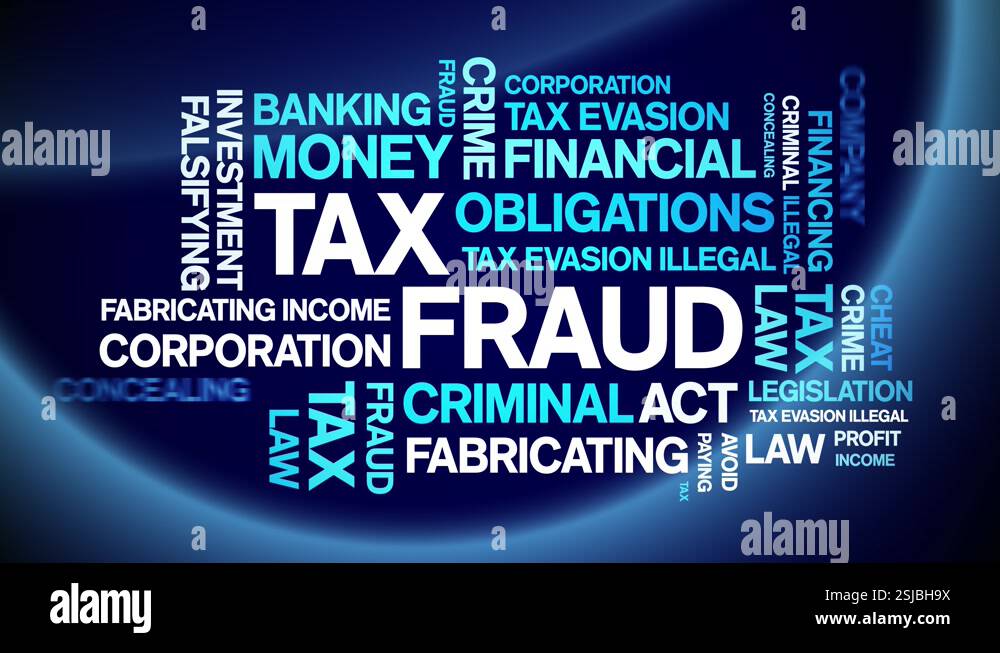 Tax Fraud animated tag word cloud,animation kinetic typography seamless ...