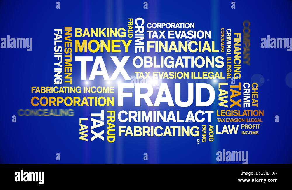 Tax Fraud animated tag word cloud,animation kinetic typography seamless ...