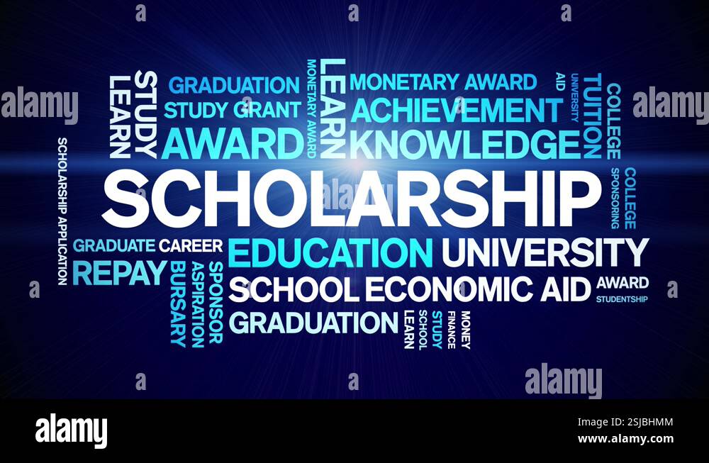 Scholarship animated tag word cloud,animation kinetic typography ...