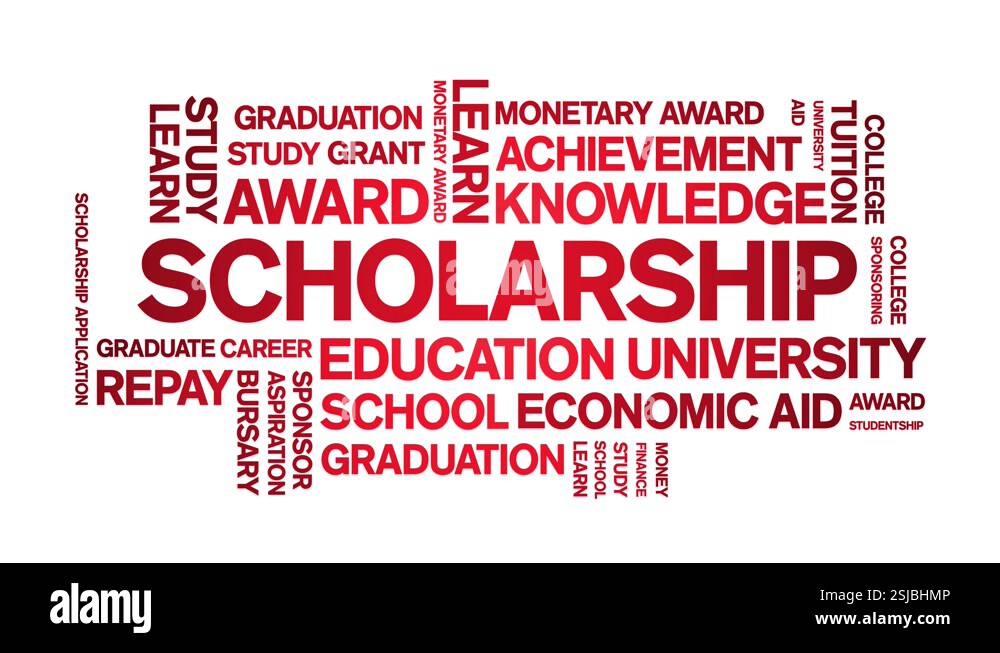 Scholarship animated tag word cloud,animation kinetic typography ...