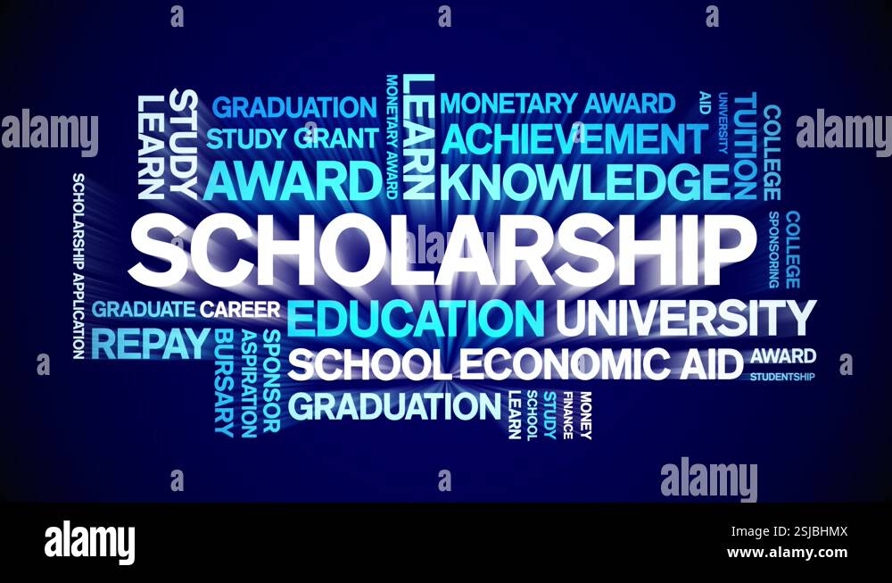 Scholarship animated tag word cloud,animation kinetic typography ...
