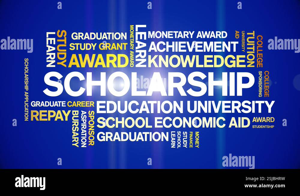 Scholarship animated tag word cloud,animation kinetic typography ...