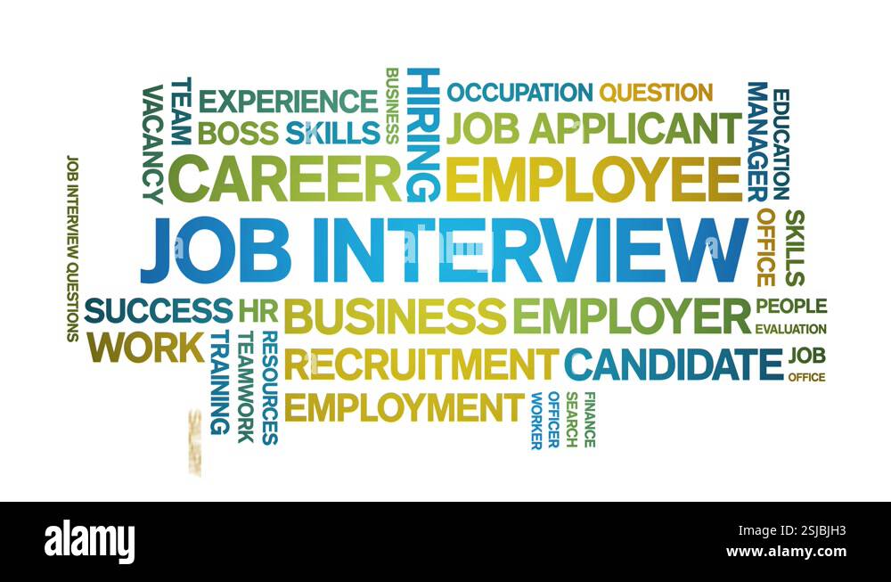 Job interview animated word cloud,animation kinetic typography seamless ...