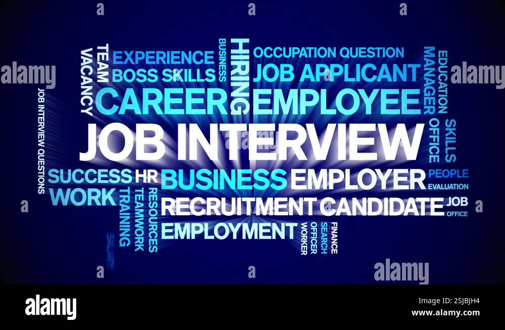 Job interview animated word cloud,animation kinetic typography seamless ...