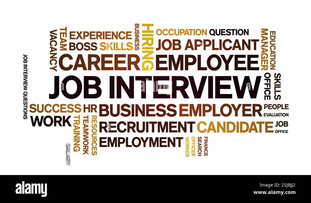 Job interview animated word cloud,animation kinetic typography seamless ...