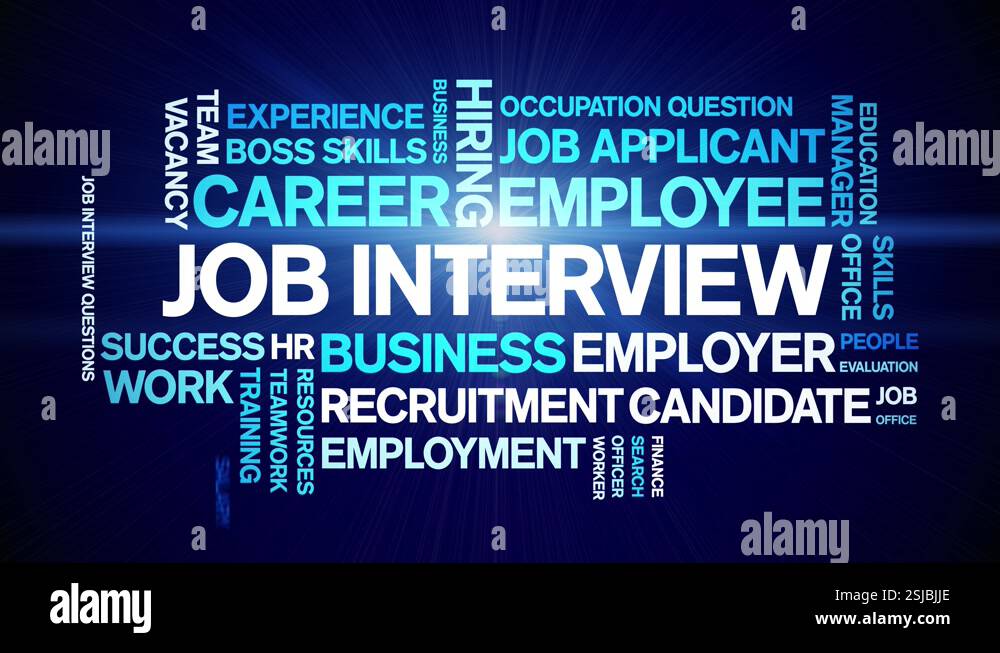 Job interview animated word cloud,animation kinetic typography seamless ...