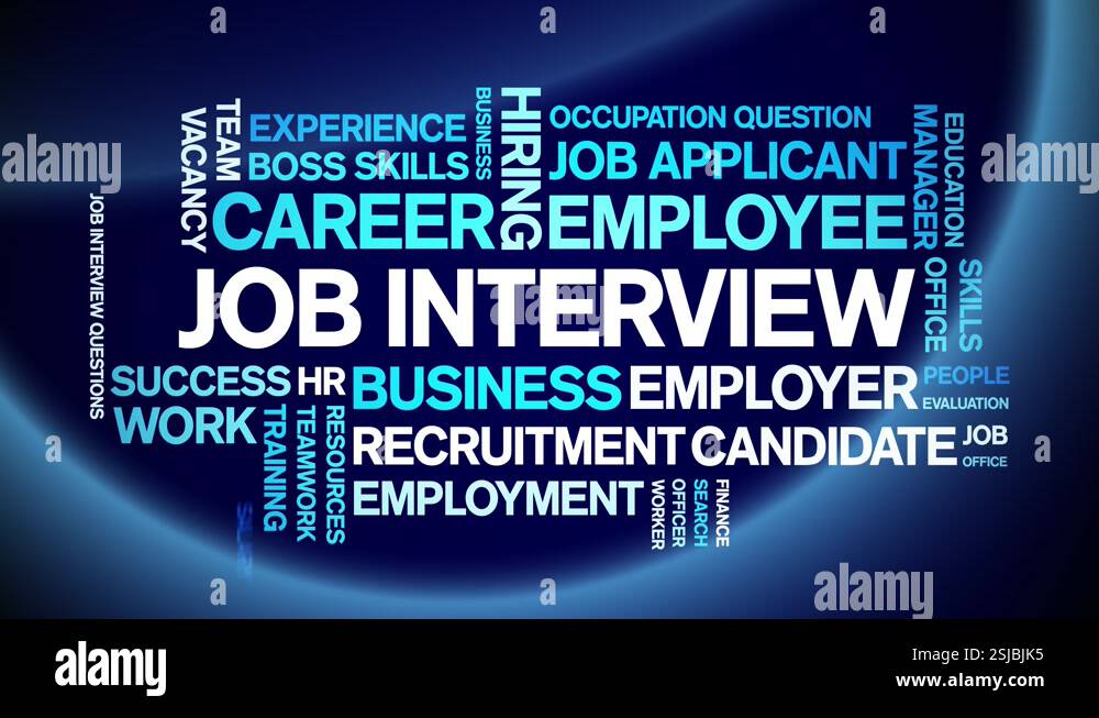 Job interview animated word cloud,animation kinetic typography seamless ...