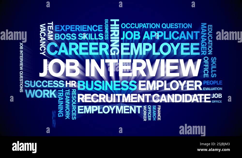 Job interview animated word cloud,animation kinetic typography seamless ...