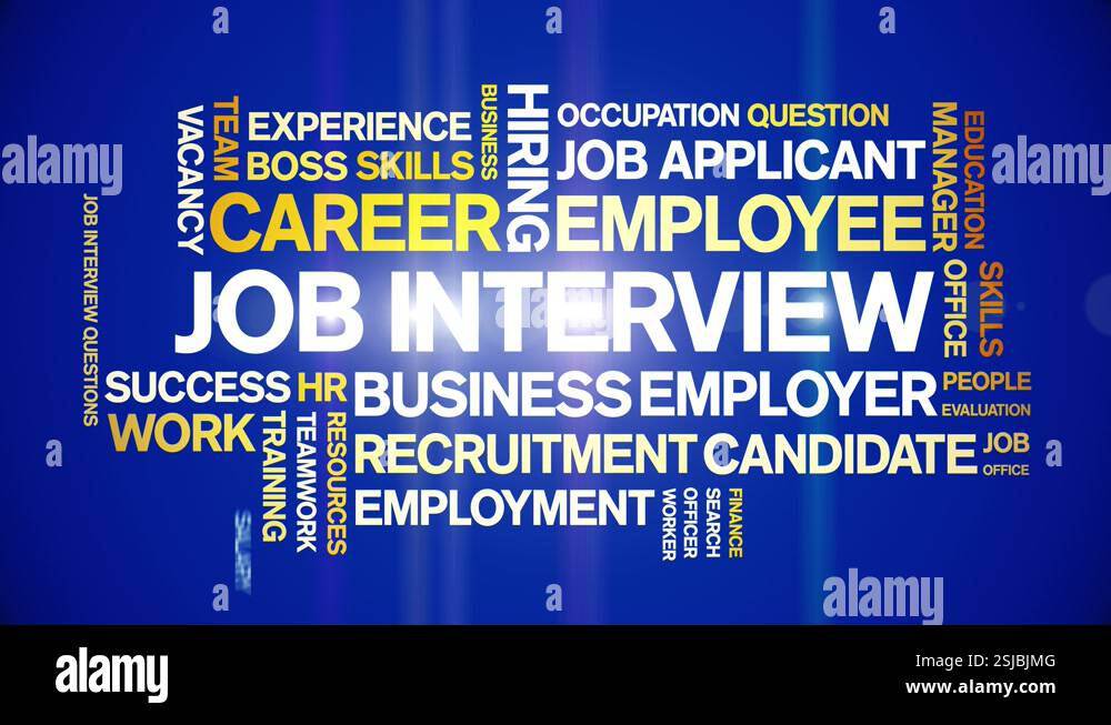 Job interview animated word cloud,animation kinetic typography seamless ...
