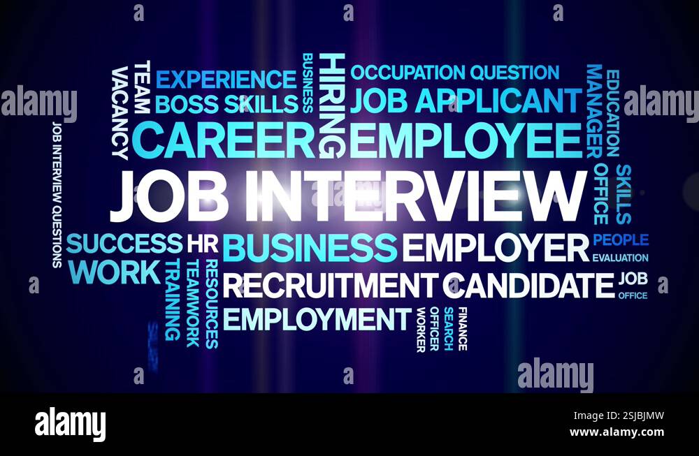 Job interview animated word cloud,animation kinetic typography seamless ...