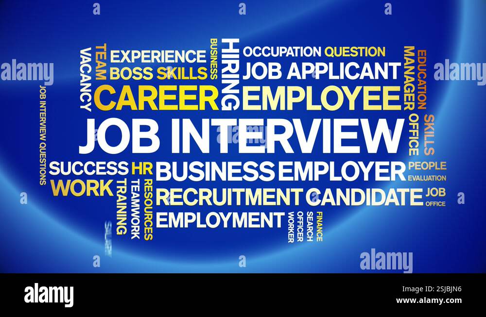 Job interview animated word cloud,animation kinetic typography seamless ...