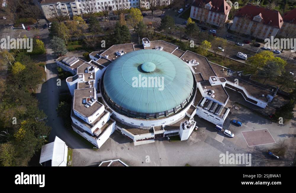 speed ramp round roof house Berlin City Spectacular aerial top view ...