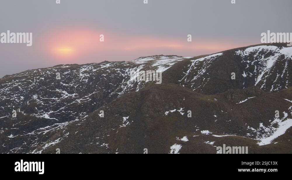 Fairfield in the Lake District at dawn, from the summit of Dollywagon ...