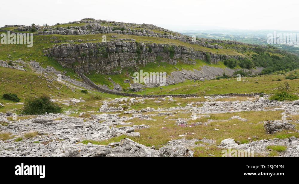 Limestone pavement on Farleton Fell, Cumbria, UK Stock Video Footage ...