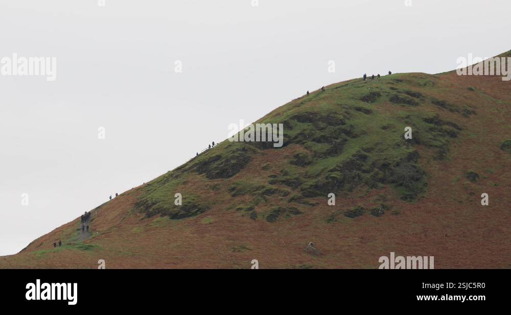 A busy day on Cat Bells above Keswick in the Lake District, UK, with a ...