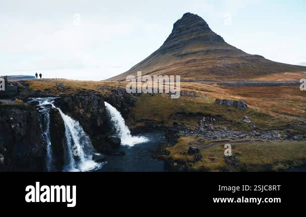 Still shot of iceland's iconic Kirkjufell mountain "witch's hat ...