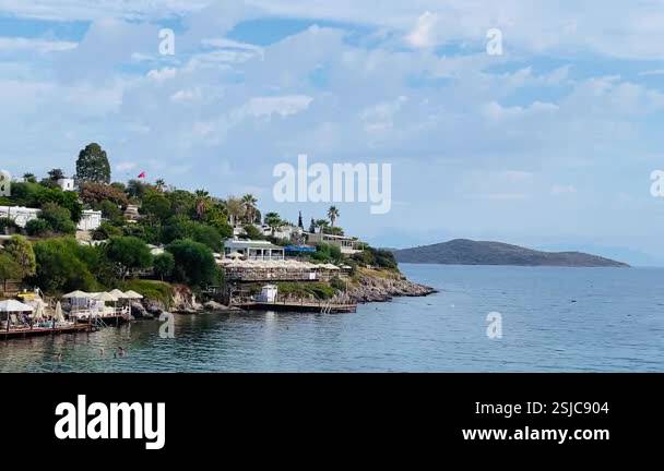 Coastal landscape in Bodrum, Mugla, Turkey featuring a rocky shoreline ...