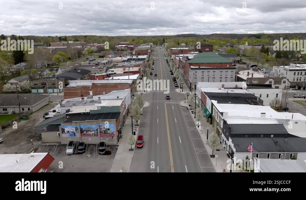 Downtown Marshall, Michigan with drone video stable Stock Video Footage ...