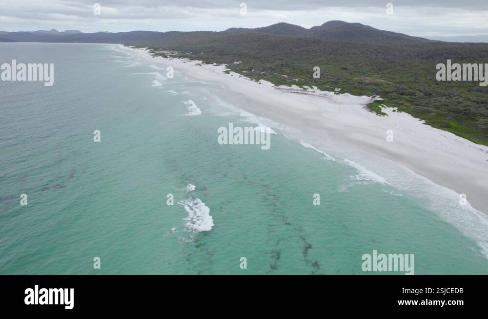 Stretch Of White Sandy Beach With Vegetation At The Friendly Beaches In ...