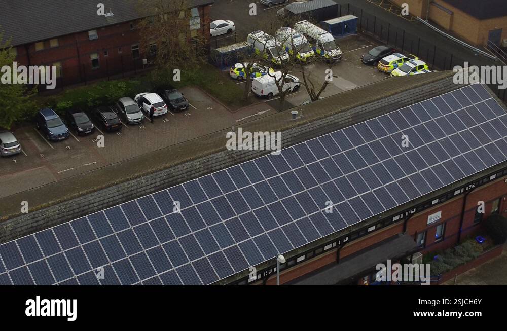 Police station with solar panel renewable energy rooftop in Cheshire ...