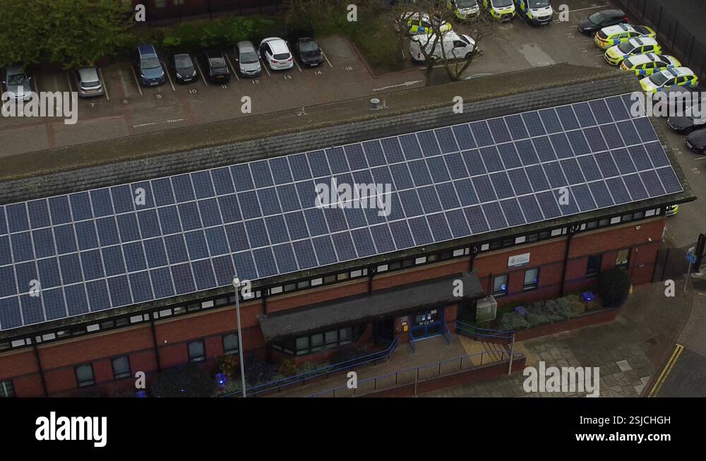 Widnes town police station with solar panel renewable energy rooftop in ...